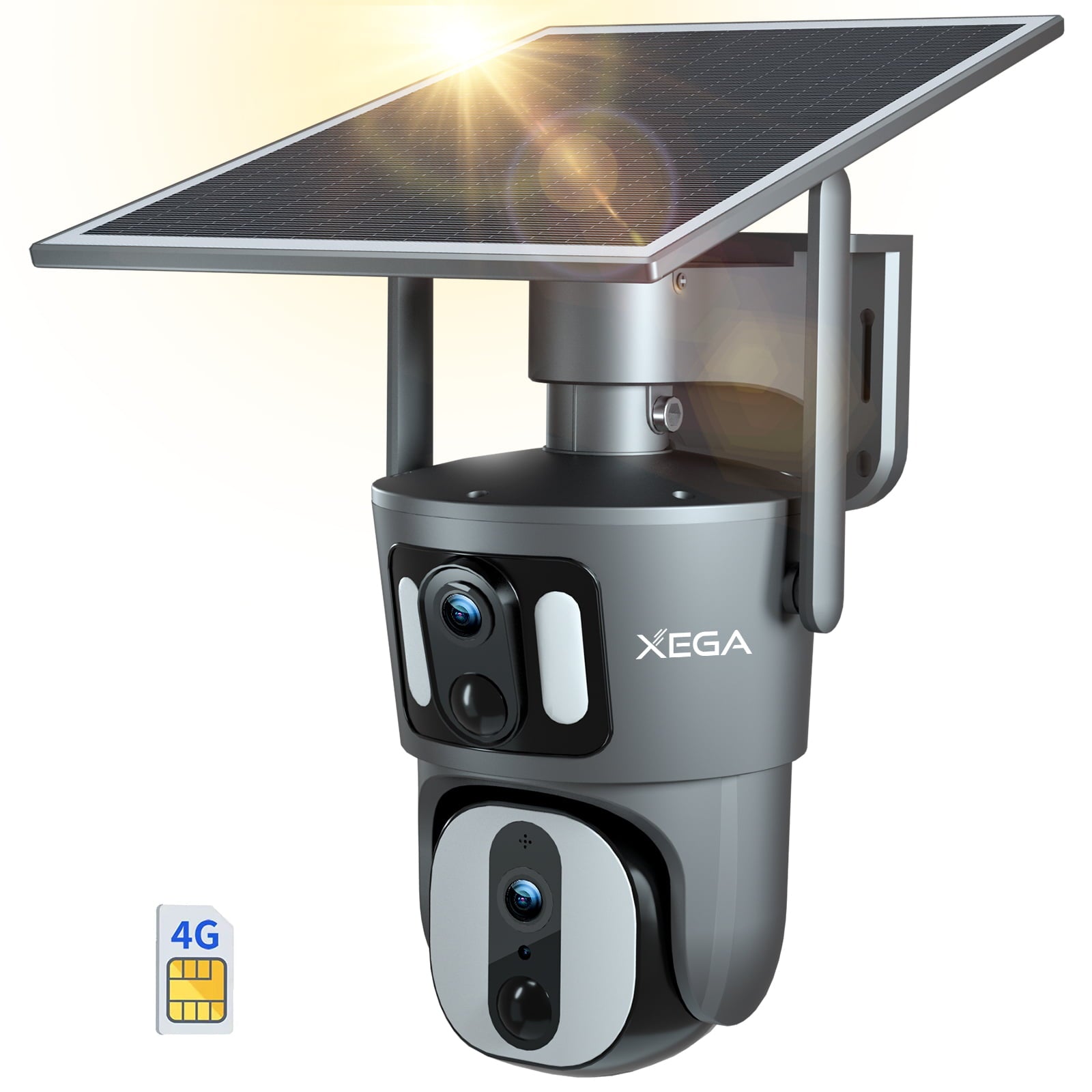 XEGA 4G LTE Cellular Security Camera Solar Powered Outdoor Camera with ...